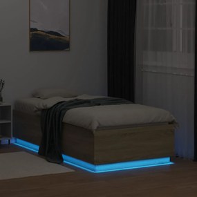 Rám postele s LED osvětlením dub sonoma 90 x 190 cm kompozit 3209662