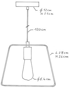 creative cables Závěsná lampa s textilním kabelem, stínidlem duedì base a kovovými detaily Barva: Bílá