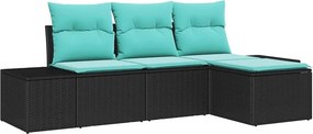 Set pohovek 4 ks Černá [Syntetika]: Poly Ratan 3347016