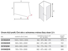 Mereo Mereo, Pivotový sprchový kout, Novea, čtverec, chrom ALU, sklo Čiré, CK10903ZVR