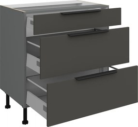 ARIA pi | dolní skříňka 80 D 3S zásuvková | 80 cm | PREMIUM BOX | antracit/šedá grafit