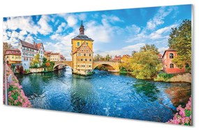 akrylový obraz Německo staré město říční mosty 125x50 cm