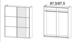 Šatní skříň Kronach, 175 cm, šedá/zrcadlo