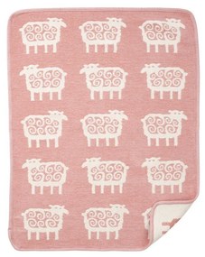 Bavlněná dětská deka chenille Sheep pink 70x90, Klippan Švédsko Růžová