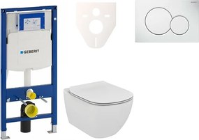 Cenově zvýhodněný závěsný WC set Geberit do lehkých stěn / předstěnová montáž+ WC Ideal Standard Tesi 111.300.00.5NE1