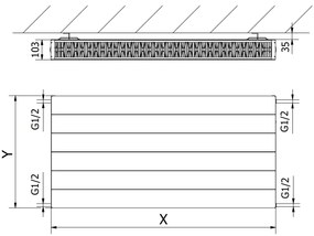 Mexen, panelový radiátor Mexen Line CL22 600 x 1600 mm, boční připojení, 2532 W, antracit - W422L-060-160-66