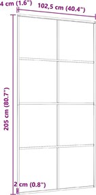 Posuvné dveře hliník a ESG sklo 102,5 x 205 cm černé 288066