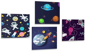 Set obrazů vesmírný svět Varianta: 4x 40x40