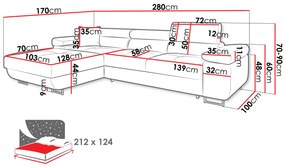 Rohová sedačka na každodenní spaní LABUS MINI - krémová, levý roh