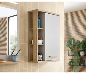 Krémová závěsná koupelnová skříňka v dekoru dubu 50,5x74,5 cm Quickset 966 – Pelipal
