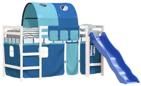 Dětská patrová postel s tunelem modrá 90 x 190 cm borovice - Default Title