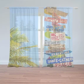 Sablio Záclony Ukazatele měst: 2ks 150x250cm
