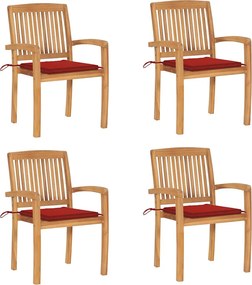 Stohovací zahradní židle s poduškami 4 ks masivní teak 3073216