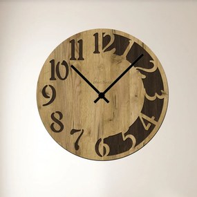 dřevo života Nástěnné hodiny CLOCK Zvolte barvu dekoru: Dub zlatý-Wenge, Zvolte velikost hodin (cm): 35x35, Barva ručiček: Černé