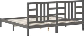 Rám postele šedý masivní dřevo 200 x 200 cm 3105427