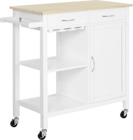 HOMCOM Kuchyňský Vozík Multipurpose Služební Vozík S Regály A Kolečky Do Koupelny A Ložnice Se Šuplíkem A Skříňkou 89x40x84cm