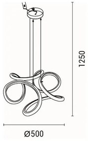 LED Lustr na lanku SATURN LED/24W/230V 3000K 50x120 cm