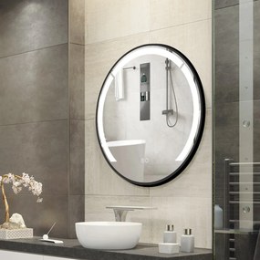 Costway 60 cm kulaté koupelnové zrcadlo s LED světlem