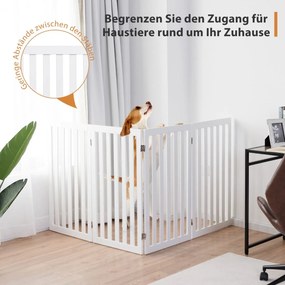 Costway Zábrana pro psy 89 cm vysoká 4 panely ochranná dřevěná skládací, bílý