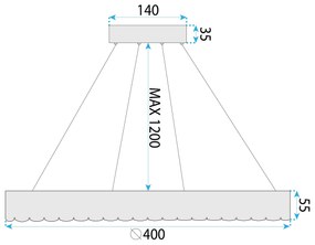 Toolight Závěsné LED osvětlení Urban B14 MS018-CP 40 cm růžová zlatá