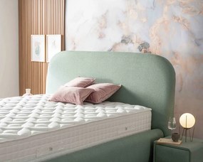 Čalouněná postel SHINY NEW s matrací - světle zelená 140 × 200 cm