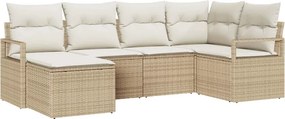 Set pohovek 6 ks Béžová polyratan 3346451