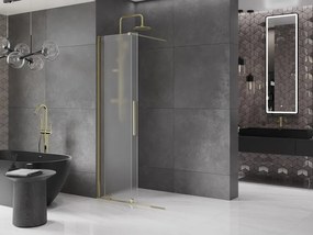 Mexen Velar, sprchová zástěna s posuvnými dveřmi Walk-in 85 x 200 cm, 8mm sklo námraza, zlatá lesklá, 871-085-000-33-50