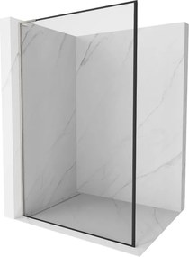 Mexen Kioto L, sprchová zástěna Walk-In 50 x 200 cm, 8mm čiré sklo černý vzor, ​​broušená ocel profil, 800-050-103-97-70