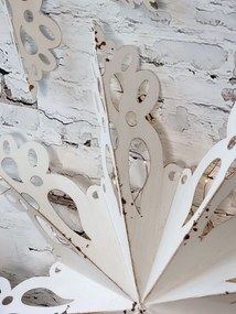 Bílá antik kovová nástěnná dekorace sněhová vločka Snowflake - 53*6 cm