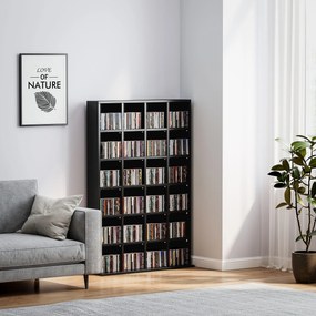HOMCOM Knihovna na CD a DVD, Multimedia Skříň se 24 Přihrádkami, max. Kapacita 480 CD/312 DVD, Dřevěná Knihovna s Nastavitelnými Policemi, 89 x 20 x …