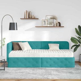 Rohový rám postele Tyrkysová 80 x 200 cm samet 3394070