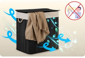 Bambusový koš na prádlo s víkem 150 l ekologický a moderní design Massido