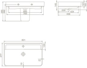 Sapho Sapho, GALI keramické umyvadlo 80x48 cm, bílá, TU0174