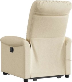 Elektrické zvedací masážní polohovací křeslo krémové textil 3303292