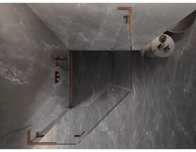 Mexen Lunar, L pětiúhelníkový sprchový kout naklápěcí doleva 80 x 100 cm, 8mm čiré sklo, profil měděná matná, 831L-080L-100P-65-00-L