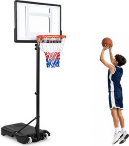 Costway Výškově nastavitelný basketbalový stojan s kolečky, ruční klikou