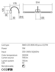 Redo 01-3466 - LED Obrazové svítidlo KENDO LED/11W/230V 51,4 cm CRI 92 bílá