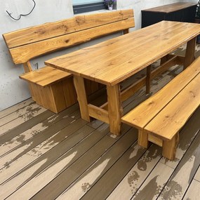 KULHÁNEK Zahradní lavice s úložným prostorem Délka: 200 cm, Odstín nátěru: olej - modřín