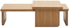 OnaDnes -20% Set dvou dubových konferenčních stolků Kave Home Oaq 89x62/140x75 cm