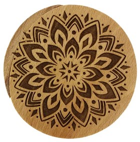 AMADEA Dřevěná krabička kulatá mandala, masivní dřevo, 8 cm, český výrobek