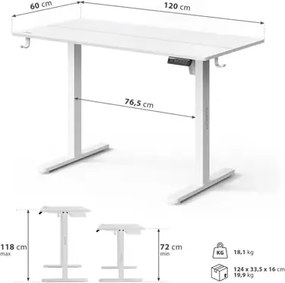 SENSE7 NOJO LIGHT Pracovní stůl bílá / elektricky nastavitelná výška /