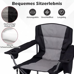 Costway Nadměrná kempingová židle Přenosná skládací židle s chladící taškou