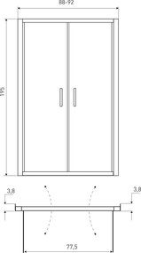 Novoterm Dvoukřídlé otevíravé sprchové dveře NV-Solid DDP BL 90, černá/transparent - bez vaničky