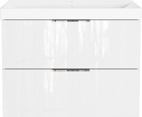 Bílá lesklá závěsná skříňka pod umyvadlo 81x65 cm Celano – Germania