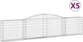 Klenuté gabionové koše 5 ks 400x30x80/100 cm pozinkované železo 3146856