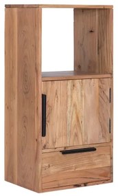 furniture-nabytek.cz - Masivní nástěnná police Auckmore s dvířky a zásuvkou, akát lakovaný, hnědá