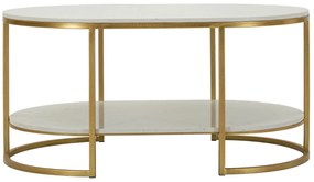 Designový konferenční stolek Bannister 90 cm bílý / zlatý