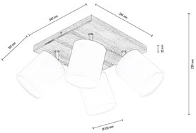 Spot-Light DO56844474 - Stropní bodové svítidlo APRILLIA 4xE27/25W/230V dub/bílá