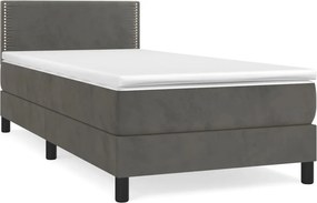 Box spring postel s matrací tmavě šedá 100x200 cm samet 3141228