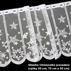 Olzatex žakárová vitrážová záclona VÁNOČNÍ HVĚZDA, zimní, vánoční vzor s bordurou, bílá, výška 70cm (v metráži)